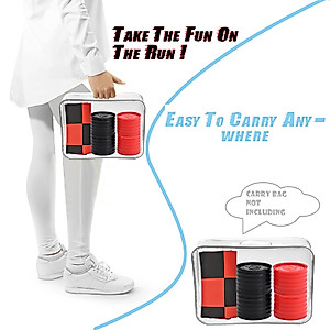 Win SPORTS 3 in 1 Giant Checkers Game Set,Super Tic Tac Toe,Including Reversible Rug with 24 Checkers,Indoor and Outdoor Activity for Kids or Adults,Board Game,Yard Game