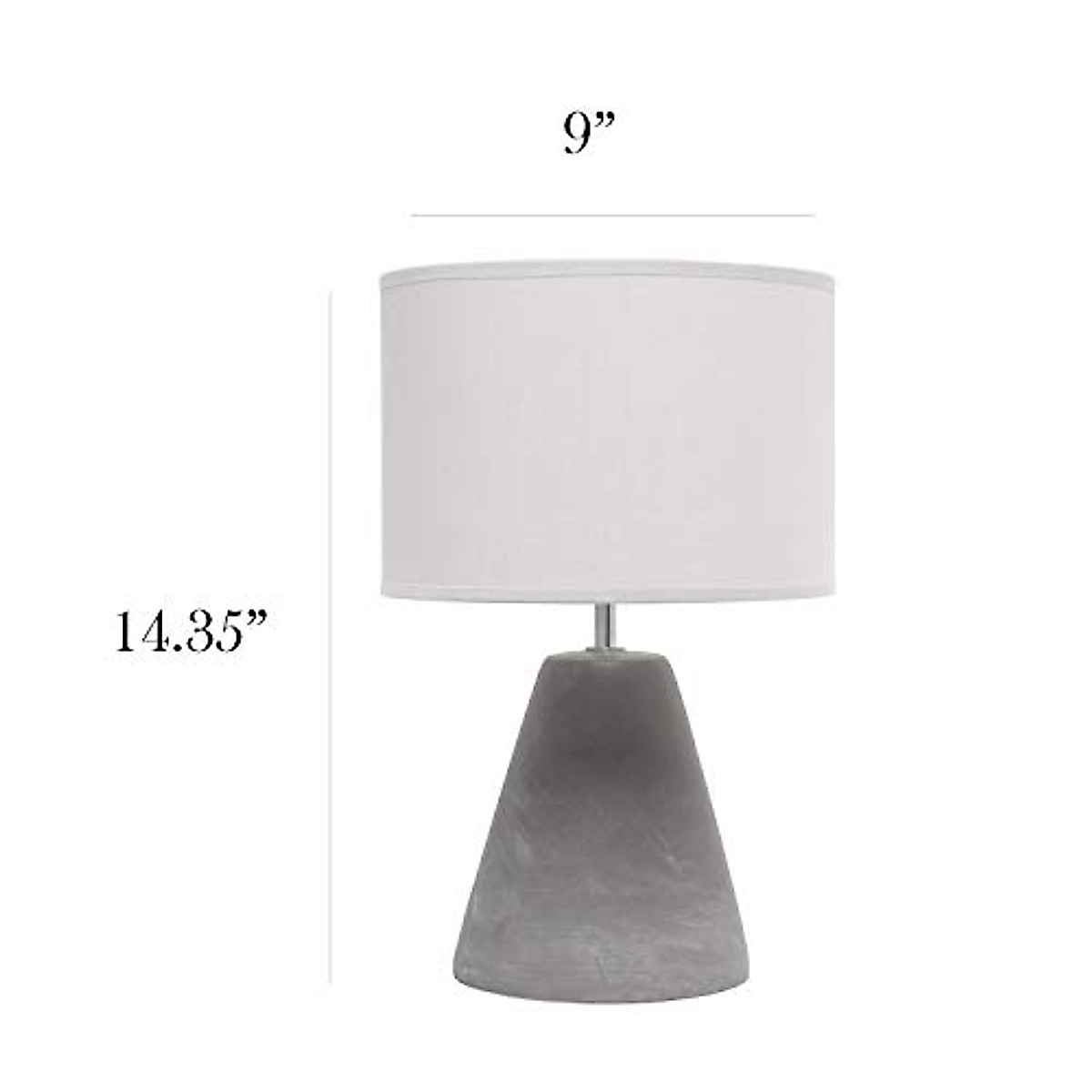 Simple Designs LT2059-GRY Pinnacle Concrete Table Lamp, Gray