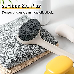Surlees 2.0 Plus - Back Scrubber for Shower for Men Women Elderly, Bath Brush, Body Brush (15'', Blue)