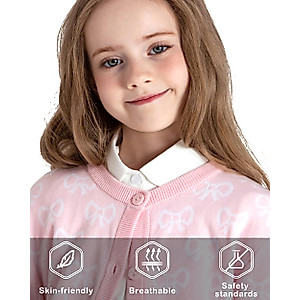BOBOYOYO Girls Cute Cardigan 100% Cotton Girls Button Up Sweater Long Sleeve Kids Knit Cardigan Crewneck Casual Kawii Clothes