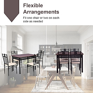 COSTWAY 5 Pieces Dining Table Set, Modern Kitchen Table Set for 4 Person, 42” Rectangular Table w/ 4 Upholstered Chairs, Bistro Table Set for Home, Coffee Shop & Restaurant (Brown)