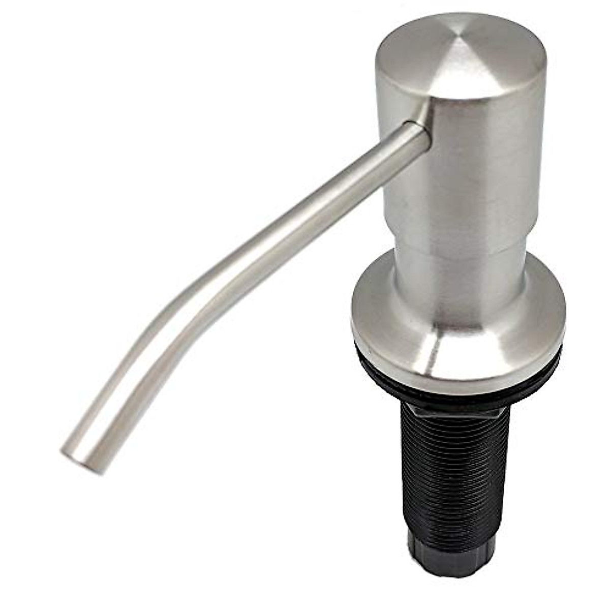 Ultimate Kitchen Built-in Soap Dispenser for Kitchen or Bathroom: Durable Stainless Steel; Fills from top, Large 17oz. Bottle; Long 3 inch Nozzle; Check Valve maintains Prime. Satin Finish