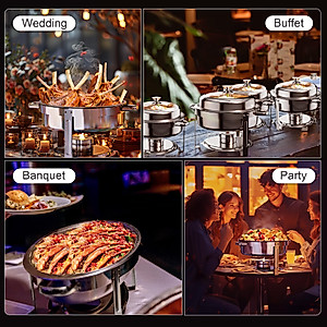 Chafing Dish Buffet Set 2 Pack, 5.5 QT Round Chafing Dishes for Buffet with Glass Lid & Lid Holder, Stainless Steel Chafers and Buffet Warmers Sets for Catering, Parties and Weddings