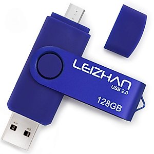 LEIZHAN Micro Flash Drive 128GB USB Drive OTG Micro Android Phone Pendrive Photo Stick USB 2.0 Memory Stick for Samsung Galaxy, Xiaomi,LG,Sony,One-Plus,HTC, Meizu, Blue