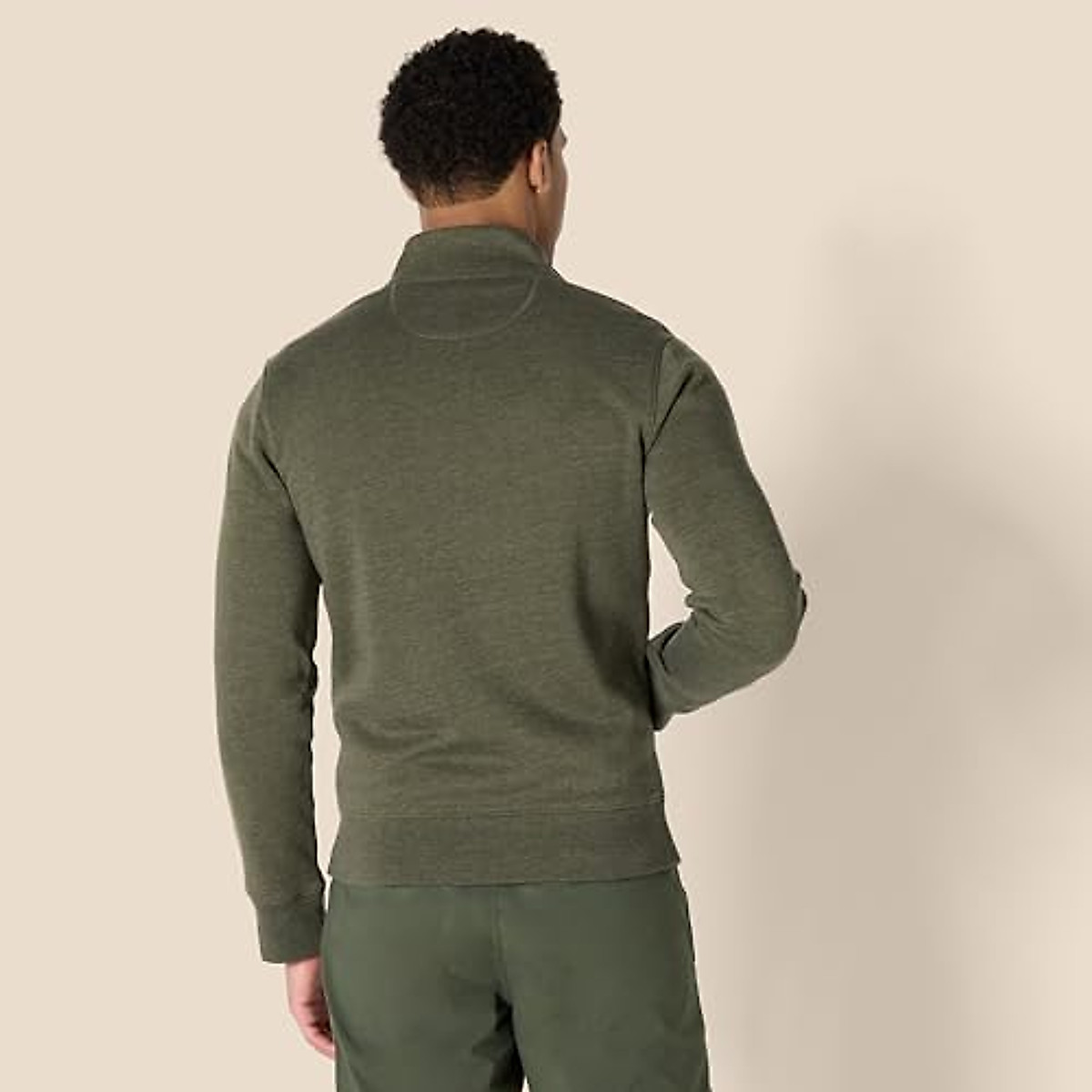 Amazon Essentials Men's Sweatshirt, Mock Neck, Fleece Zip Up, Olive Heather, X-Large