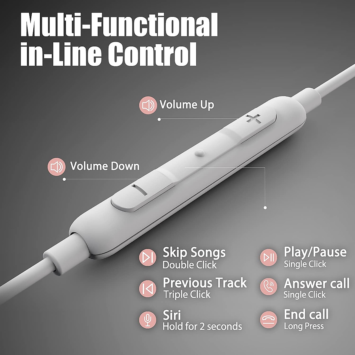 ADPROTECH Lightning Headphones iPhone Earbuds with Ear-Hook Sports Earphones for iPhone 14 13 12 11 Pro Max iPhone X XS Max XR MFi Certified with Mic Rose Gold