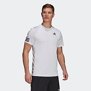 adidas Men's Club Tennis 3-Stripes Tee, White/Black, Small