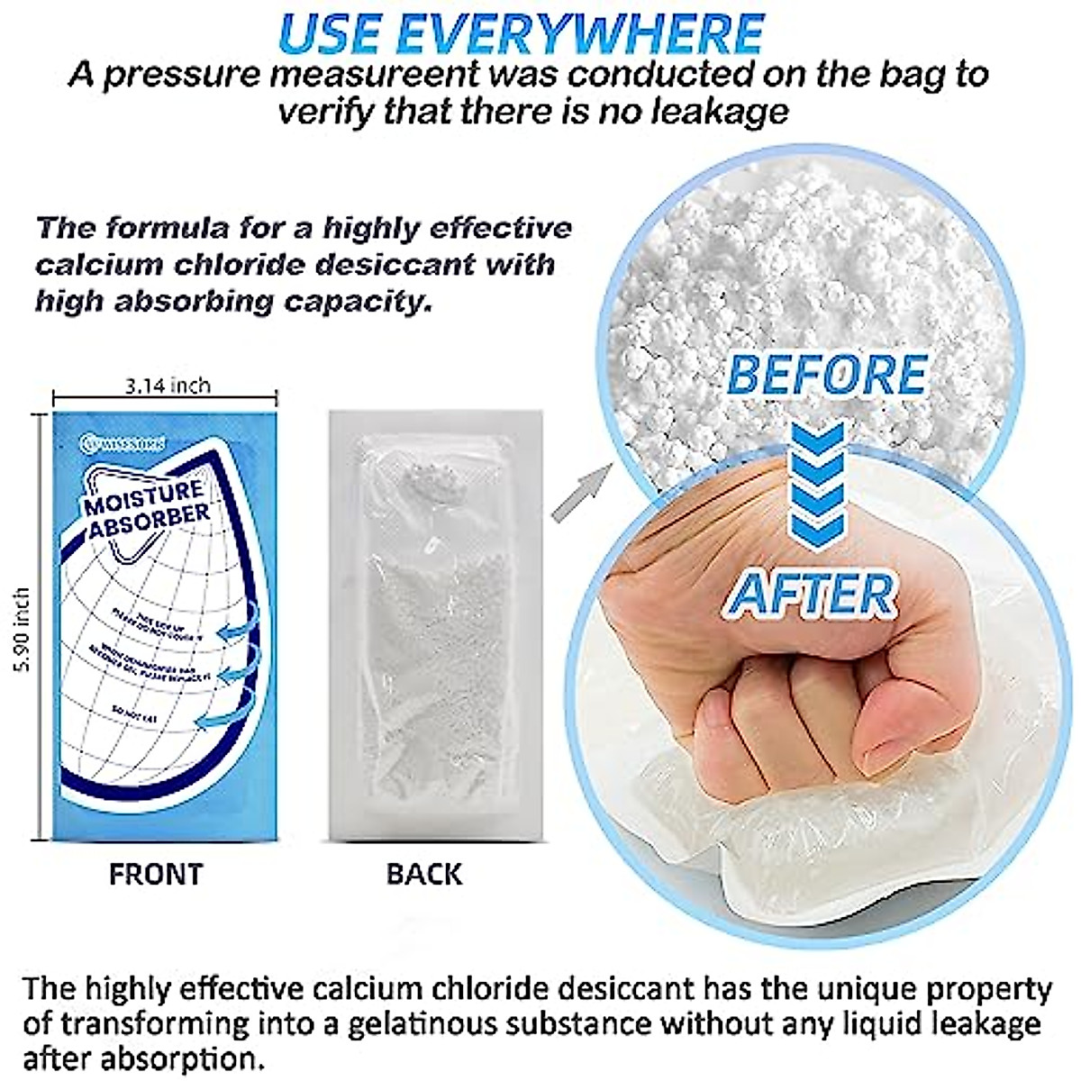 Wisesorb 25 Gram 10 Packs Moisture Absorbers, Dehumidifier Bags for Bathrooms, Basements, Rvs, Humidity Packets for Closet