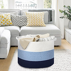 MEGASKET Large Kids Toy Basket, 22" X 14" Soft Cotton Rope Basket, Toy Storage Organizer Bins for Kids, Big Kids Room Nursery Organization, Dog Toy Stuffed Animal Basket, Baby Toy Boxes Extra Large