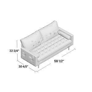 Overstock 59" Mid-Century Square Arm Leather Loveseat White