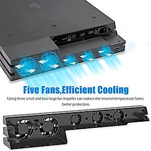 ElecGear Cooling Fan and USB Hub for PS4 Pro, Automatic Temperature Sensor Controlled Cooler and 5-Port USB 3.0 Adapter Splitter for Playstation 4 Pro CUH-7xxx
