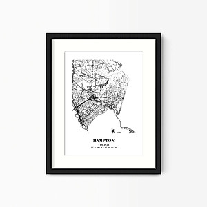 Eleville 18X24 Unframed Hampton Virginia City View Abstract Road Modern Map Art Print Poster Wall Office Home Decor Minimalist Line Art Hometown Housewarming wgn630