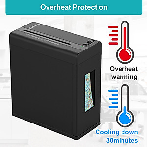 Paper Shredder, 6-Sheet Micro Cut with 2.9 Gallons Bin, P-6 High Security Level, 5 Munites Non-Stop Working Time, Compact Design Pull Out Basket with Jam Proof System for Home Office Use