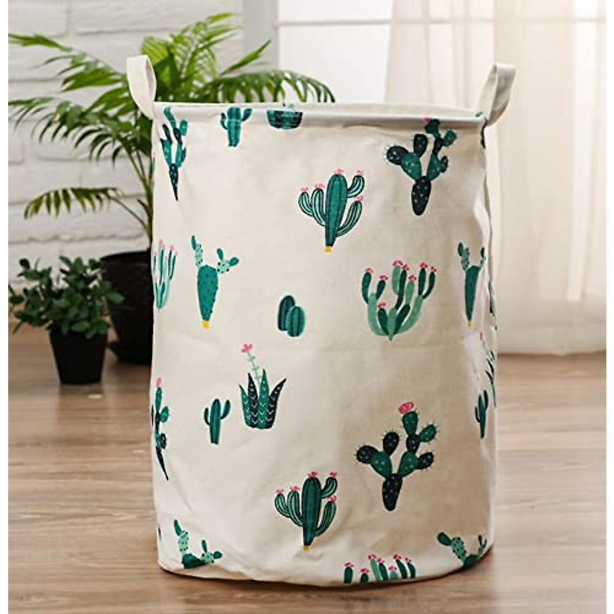 Large Green Catcus Laundry Hamper Bucket for Storage Bin,Kids Room, Home Organizer, Nursery Storage, Baby Hamper with Cactus Design