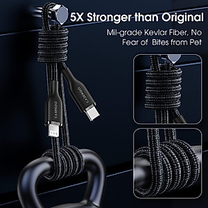 CASEKOO 2023 Upgrade [Fastest and Safest Charging] [Never Break] Apple MFi Certified iPhone Charger Cord 6 FT, Nylon Braid USB C Cable Lightning Cable for iPhone 14/13/12 Pro Max