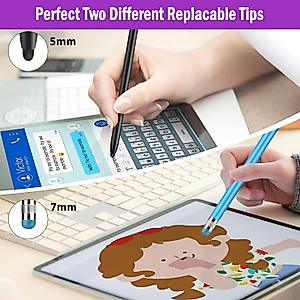Liromna Stylus Pens for Touch Screens(4 Pcs), Sensitivity Capacitive Stylus 2 in 1 Stylus Pen with 8 Extra Replaceable Tips for iPad Tablets Samsung Galaxy PC All Universal Touch Screen Devices