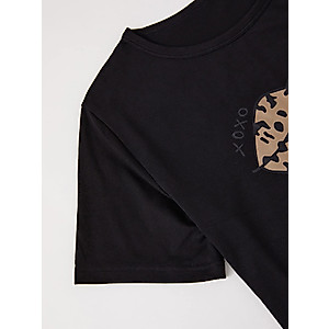 GORGLITTER Women's 3 Piece Pajama Sets Cute Print Short Sleeve Tee Top and Shorts with Pants Sleepwear Loungewear Black and Brown Large