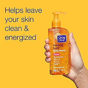 Clean & Clear Morning Burst Oil-Free Facial Cleanser with Brightening Vitamin C, Ginseng, and Gentle Daily Brightening Face Wash for All Skin Types, Hypoallergenic, 8 oz