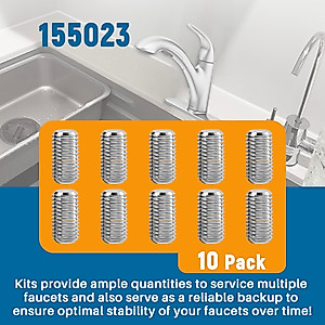 Terixe 10-Pack 155023 Screw Kit Replacement for Moen | 304 Stainless Steel Set Screw Kit | Includes Wrench for Kitchen Faucet Handle Repair & Faucet Replacement Parts