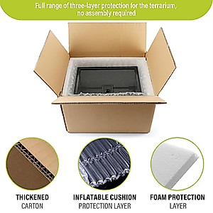 Reptile PC Terrarium, Amphibians Habitat Cages 12 x 8 x 6.3 Starter Kits, Top Sliding Door Ventilation Tanks with Heating Mat, Stainless Steel Tweezer