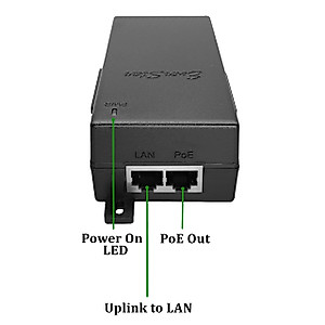 EverStar iPoE-24W48DW 100Mbps | 9-36V DC in | 48V/0.5A 24W DC PoE Out | DC-DC Converter + Passive Mode B Solar PoE Injector/Adapter | Black