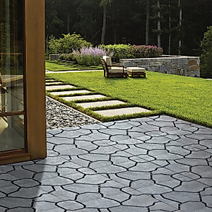 Gray Garden Path Track Interlocking Stone Look Design Pathway Tile Floor Paver, Pack of 4
