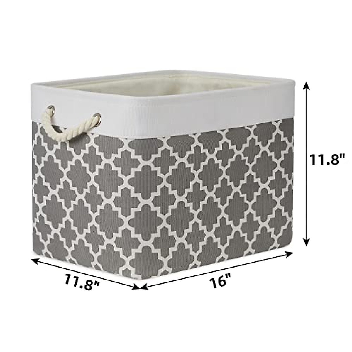 Bidtakay Baskets Set Fabric Storage Bins-White&Quatrefoil Grey Bundled Baskets of 2 Large Baskets 16" X 11.8" X 11.8" + 6 Small Baskets 11.8" X 7.8" X 5"