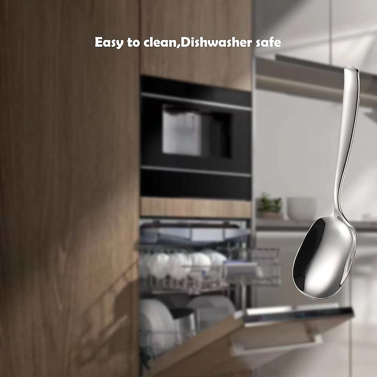 ZDFQly Large Serving Spoon, Premium 316L Stainless Steel Buffet Serving Spoon 9.5 Inch (1pack)