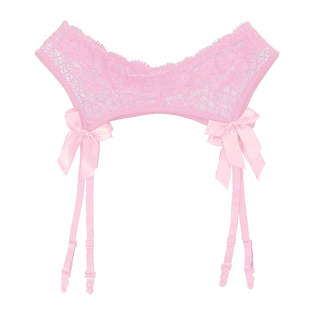 iiniim Men's Sissy Lace Ladies Thigh-Highs Stockings Garter Belts Temptation Suspender Underwear Pink One Size