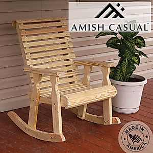 Amish Heavy Duty 600 Lb Roll Back Pressure Treated Rocking Chair (Unfinished)