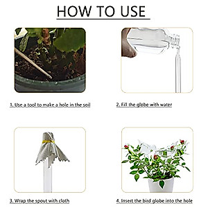 Adabocute Bird Shaped Plant Watering Globes - Watering Bulbs For Outdoor Plants - Clear Plant Watering Bulbs - 3 Pack Self Watering Planter Insert