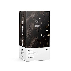 IGK Permanent Color Kit BACK TO BROWN - Natural Brown 5N | Easy Application + Strengthen + Shine | Vegan + Cruelty Free + Ammonia Free | 4.75 Oz