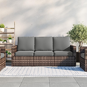 ZJEYEJZ Outdoor Chair Cushion Set, Thickened 24 x 24 x 5 Inch Patio Furniture Cushions, Waterproof & Fade Resistant Outdoor Seat Cushions with Ties for Chair Sofa Couch (Dark Gray)