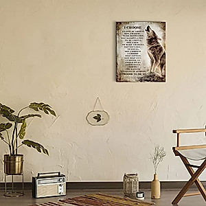 Motivational Wolf Canvas Wall Art Christian Wolf Gift for Men Picture Wall Decor Inspirational Quotes Painting Framed Modern Artwork for Bedroom Bathroom Office Home Decor 12x16 inch