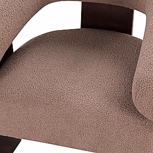 YISH WF303949AAD Teddy Velvet Accent Upholstered Dining Chair with Curved Wishbone Frame, Single Sofa Armchair for Living Room Reception, Light Brown