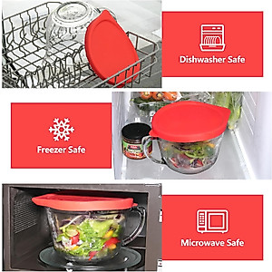 PUREKRA Silicone Lids for Anchor Hocking 2 Quart Batter Bowl (8 Cup), 1 Pack, Red, Microwave & Dishwasher Safe - Lid Only