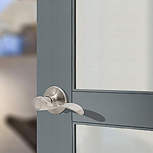 Gobrico Wave Style Euro Lever Handle Passage Door Lock Hall and Closet Leverset Lockset,Satin Nickel Finish,Keyless Non Locking,1Pack