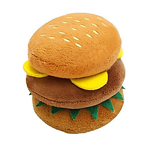 HUONIU Chew - Resistant Plush Dog Toy - Hamburger Design with Squeaker for Dental Health and Playtime Entertainment, Ideal for Dogs