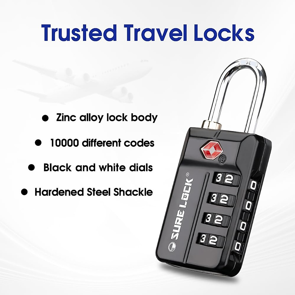 TSA Approved Travel Luggage Locks, Open Alert Combination Lock for School Office & Gym Locker,Toolbox, Pelican Case,Easy Read Dials- 1, 2 & 4 Pack (1, Black 2 Pack)