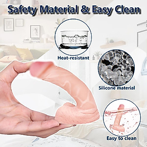 4 in Realistic Small Dildo,Beginner Anal Plug,Soft Anal Dildo with Curved Shaft and Balls,Adult Anal Sex Toy Women Men Couples.Experience Multi-Purpose Mini Style(Flesh)