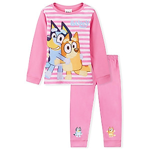 Bluey Pajamas for Girls Toddlers Long PJs Set Lounge Set Comfy Sleepwear (2-3 Years, Pink/White)
