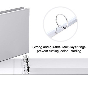 8.5" X 11" Landscape View Binder, 3-Ring Binder 1" Capacity Round Ring, White Horizontal Formatted Binder with Clear Cover Pockets, Perfect for Documents, Projects and More