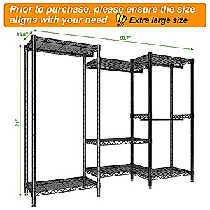 KnnJe Garment Rack Heavy Duty Clothes Rack Clothes Racks for Hanging Clothes, S7 + S60