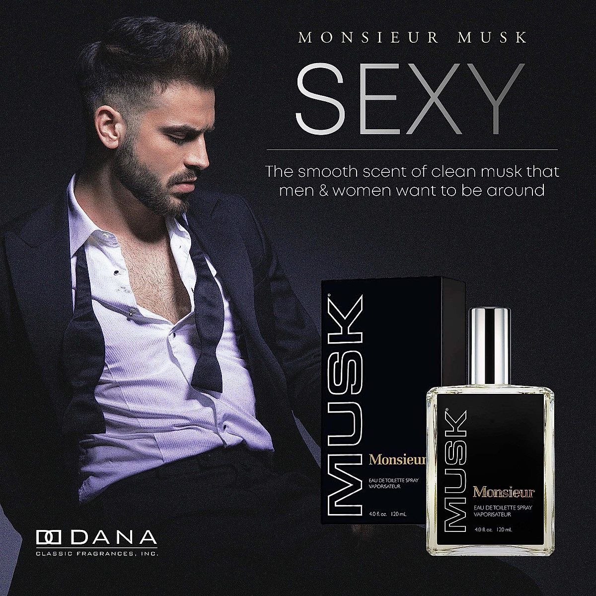 Dana Monsieur Musk EDT Spray Mens Fragrances 4 Oz