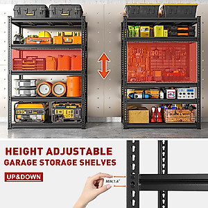 REIBII 72"H Garage Shelving Load 2500 Lbs Garage Storage Shelves Heavy Duty Shelving 5-Tier Adjustable Garage Shelves Sturdy Metal Shelves for Storage Garage Shelf Industrial Shelving 72"H x36"W x18"D