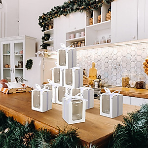 50 Set Wine Glass Gift Box Glassware Display Box Favor Boxes with Clear Window 9 oz Stemless Wine Glass Storage Box for Wedding Bridal Shower Baby Shower Birthday Parties Favors (White)