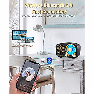 Retro Radio Bluetooth Speaker, Vintage Radio FM Radio with Old Fashioned Classic Style, Strong Bass Enhancement, Loud Volume, Bluetooth 5.0 Connection, TF Card Slot and MP3 Player (Black)