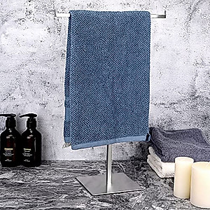 JUXYES Stainless Steel Towel Rack T-Shape Hand Towel Holder Stand, Height Adjustable Hand Towel Holder Rack for Bathroom Vanity Countertop, Brushed Finish