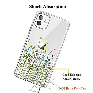 Unov Case Compatible with iPhone 11 Clear with Design Slim Protective Soft TPU Bumper Embossed Floral Pattern 6.1 Inch (Flower Bouquet)
