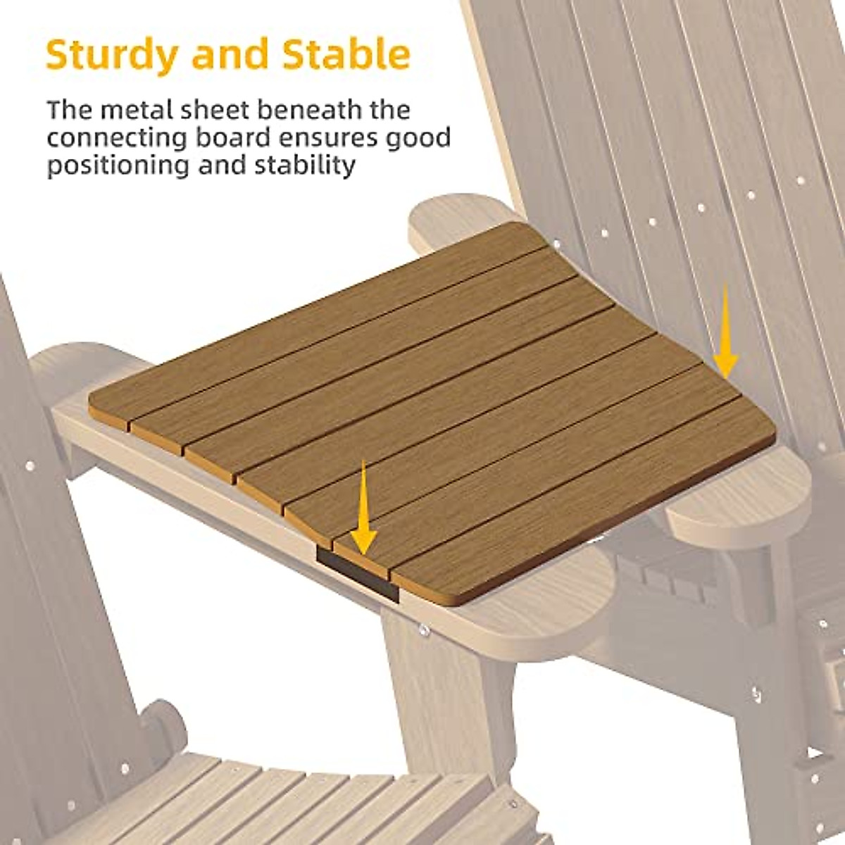 DWVO Adirondack Connecting Table, Water Resistance Outdoor Side Table Arm Tray Table for Adirondack Chairs, Adirondack Table Desk for Adirondack Barstools, Center Table for Tall Adirondack Chair,Brown